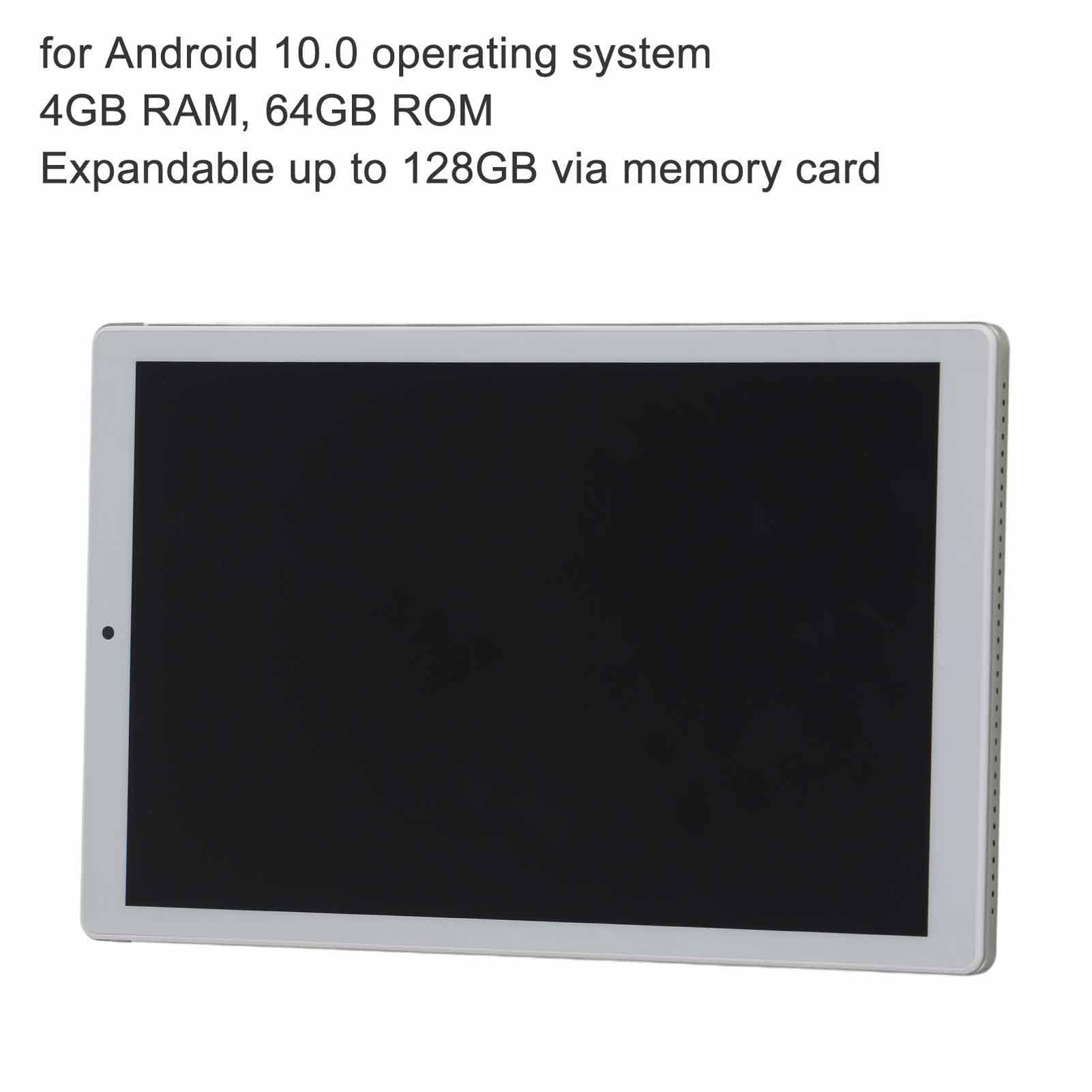 10 Inch Tablet, CPU Octa Core Dual SIM HD Tablet 64GB ROM 4GB RAM for Entertainment (US Plug)