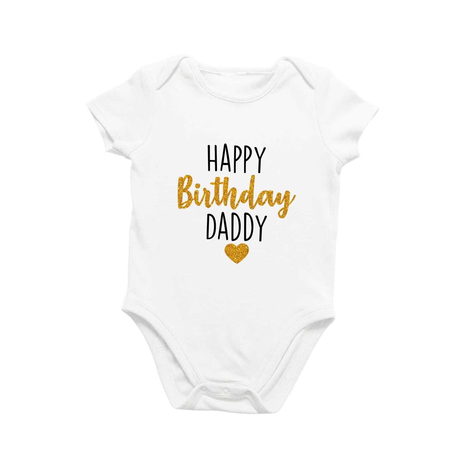 Organic GOTS Certified Baby Onesie Unisex Bodysuit 0-18 months - Happy Birthday | Present Gift (Gold - Happy Birthday Daddy, 0-3 Months)
