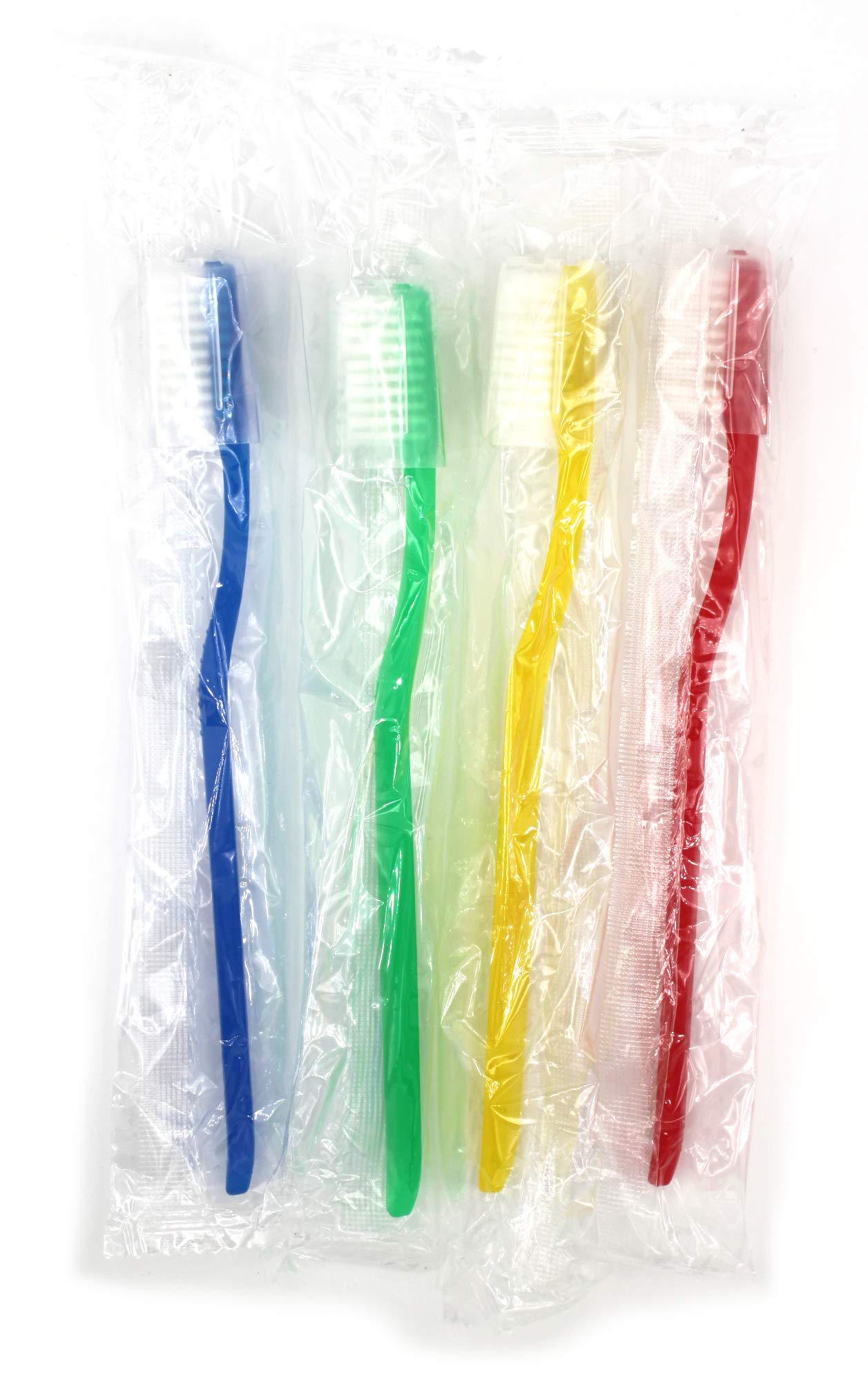250 Freshmint Toothbrushes with Clear Travel Cap, Soft Nylon Bristles, Individually Wrapped, Assorted Colors