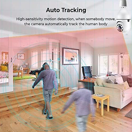 1080P Light Bulb Camera, Wireless WiFi Home Security Camera 360° Surveillance Cam with Motion Detection Alarm Night Vision Light Socket Camera (1 Pack 2.4GHz with 32G SD Card)