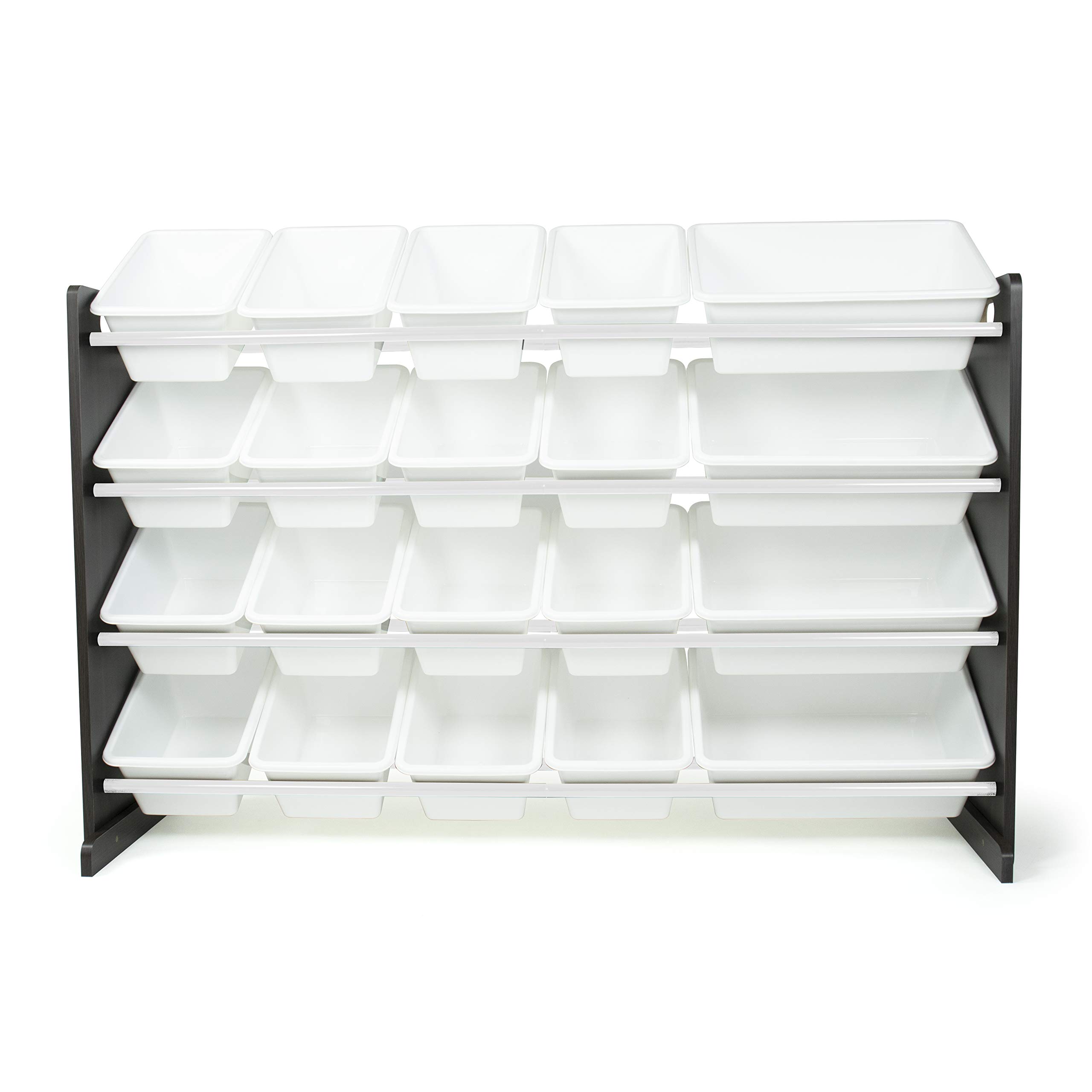 Humble Crew Toy Storage 20-Bin Organizer, Espresso/White