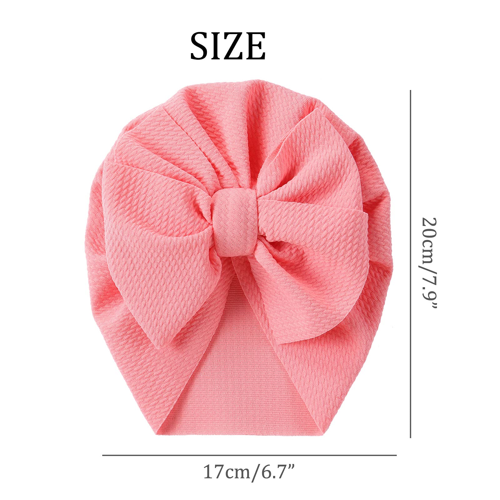 Cinaci 8 Pack Solid Big Knotted Hair Bow Large Bowknot Knot Beanie Turban Hats Caps Headwraps for Baby Girls Infants Toddlers Kids