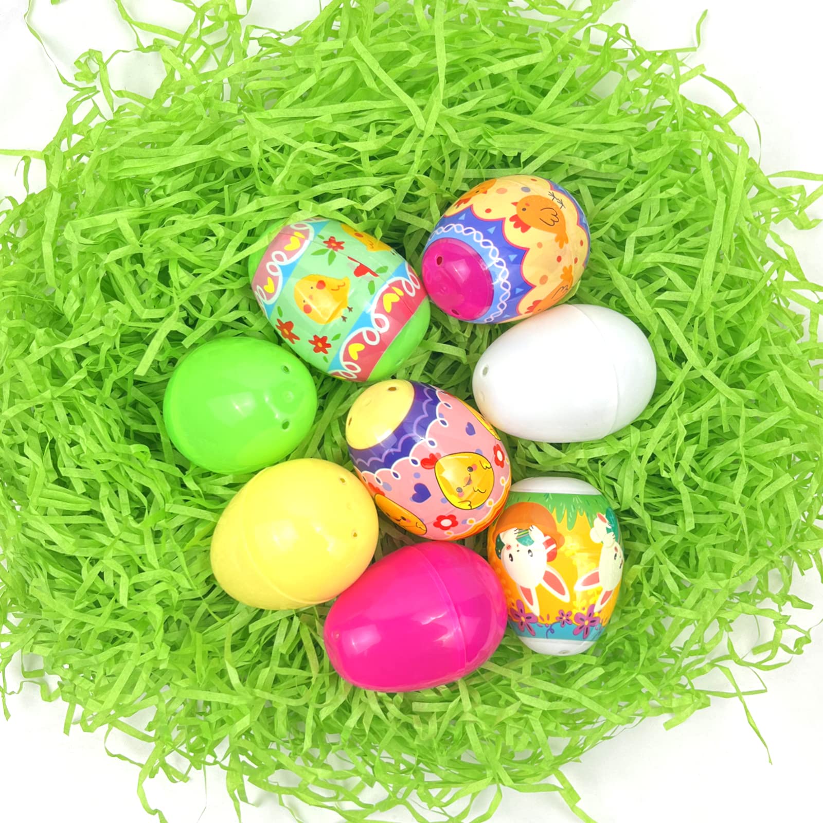 12 Pack Easter Eggs Bulk Wrapper Luminous Eggs Film Shrink Wraps for 2.4in Easter Eggs Chicken Bunny Egg Sleeves Decorations, New Cute Easter Egg Arounds
