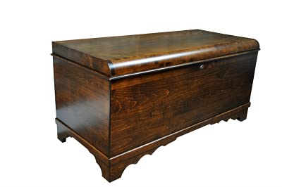 46" Cedar Hope Chest with Waterfall Top β Amish Cedar Chest w/ Anti-Slam Hinges β Hope Chest with lock β Blanket Chest - Cedar Chests and Trunks for Blankets (Brown Maple Wood, Asbury Stain)