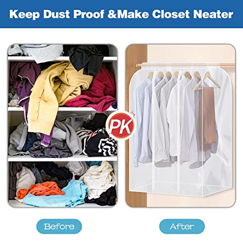 47'' Extra Large Clear Hanging Garment Bags for Closet Storage, Garment Rack Cover for hanging clothes, Sealed Clothes Dust Cover to Protect Coats, Suits, Dresses(with 5 Cedar Wood Chips)