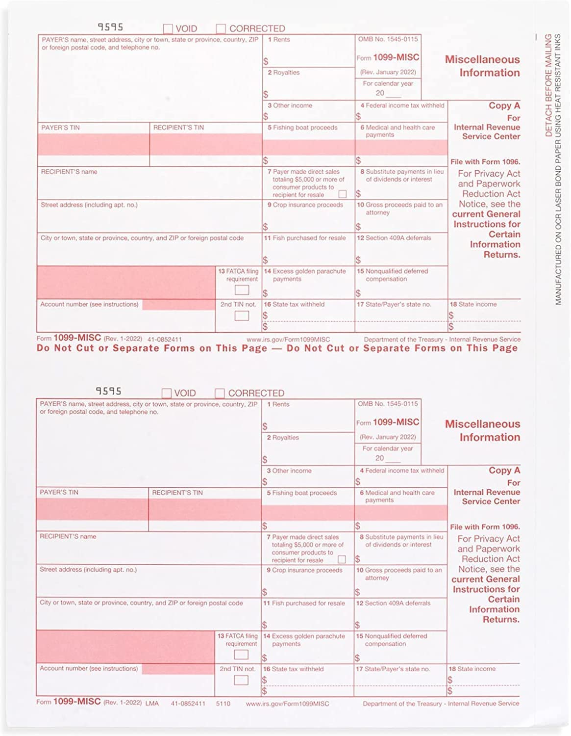 1099 MISC Forms 2023, 4 Part, Vendors Kit Laser Tax Forms with Self-Seal Envelopes Great for QuickBooks and Accounting Software, 1099 MISC Forms 2023