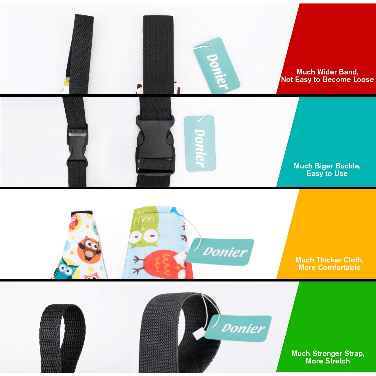 2 Packs Toddler Car Seat Neck Relief and Head Support, Pillow Support Head Band Easy Installation On Most Convertible Seats and Safety to Babies and Kids(Owls)