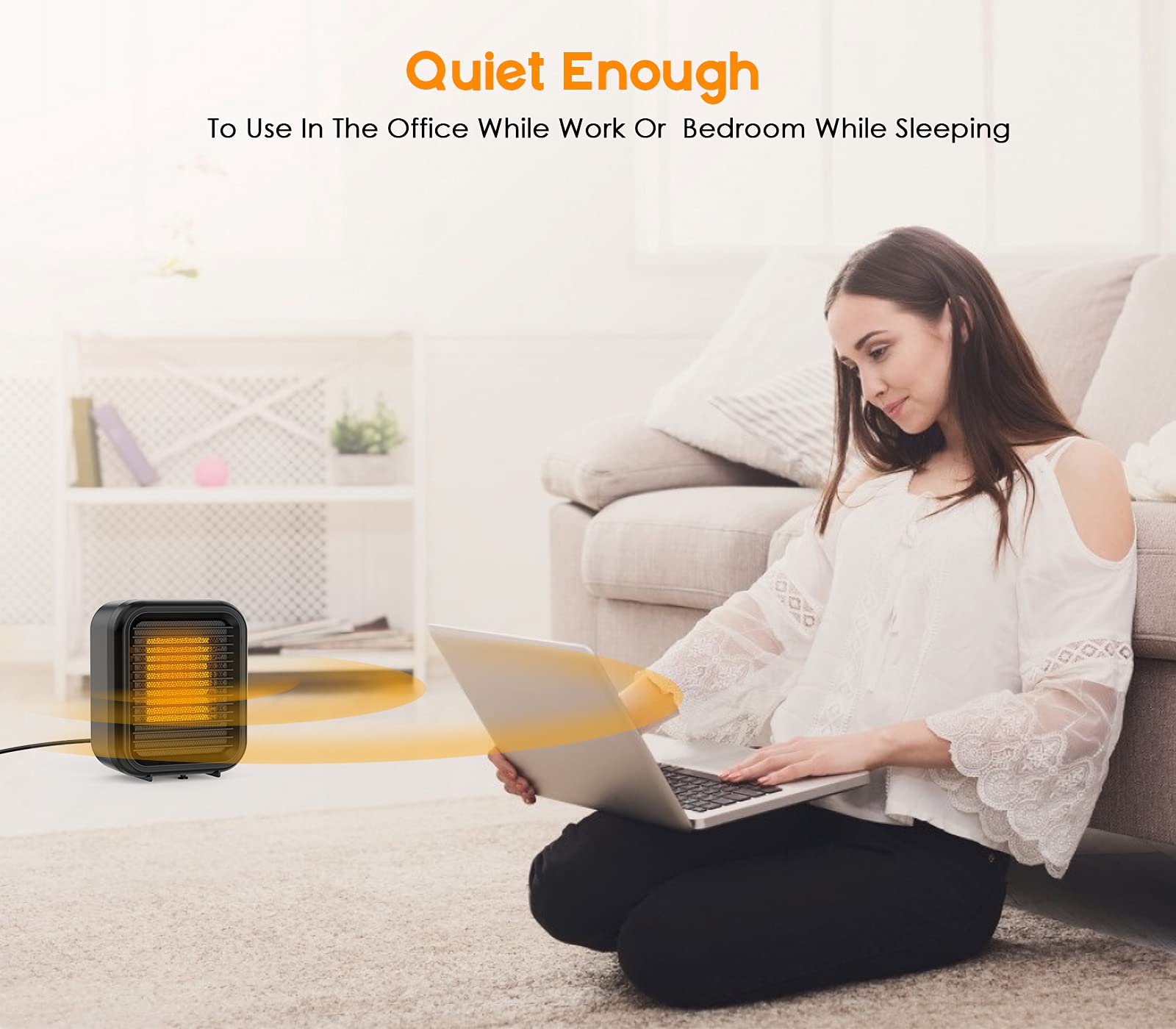 1000W Small Portable PTC Ceramic Heaters for Bedroom, Energy Efficient Electric Heater with Tip-Over and Overheat Protection, Personal Desk Heater for Bathroom Home Dorm Office Indoor Use