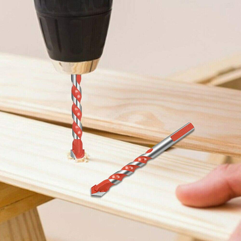 5Pcs Drill Bit Set (6/6/8/10/12mm) Carbide Alloy Multifunctional Drill Bit Set for Tile,Concrete, Brick, Glass, Plastic and Wood