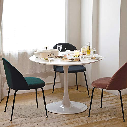 Roomnhome Self-Assembly ∅39'' Round Table, Sturdy décor Table with a Combination of Iron Frame and 0.7'' Thickness MDF + scatchproof HPL top, Home and Kitchen White Round Table