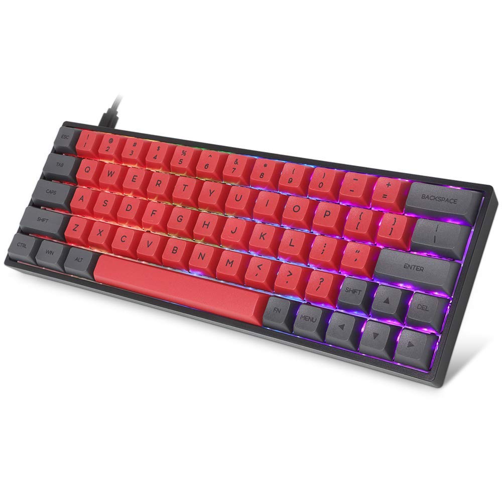 60% Mechanical Keyboard, RGB LED Backlit Wired Gaming Keyboard, Ergonomic, for PC/Mac Gamer, Typist (Gateron Switches, PBT Caps) (Renewed)