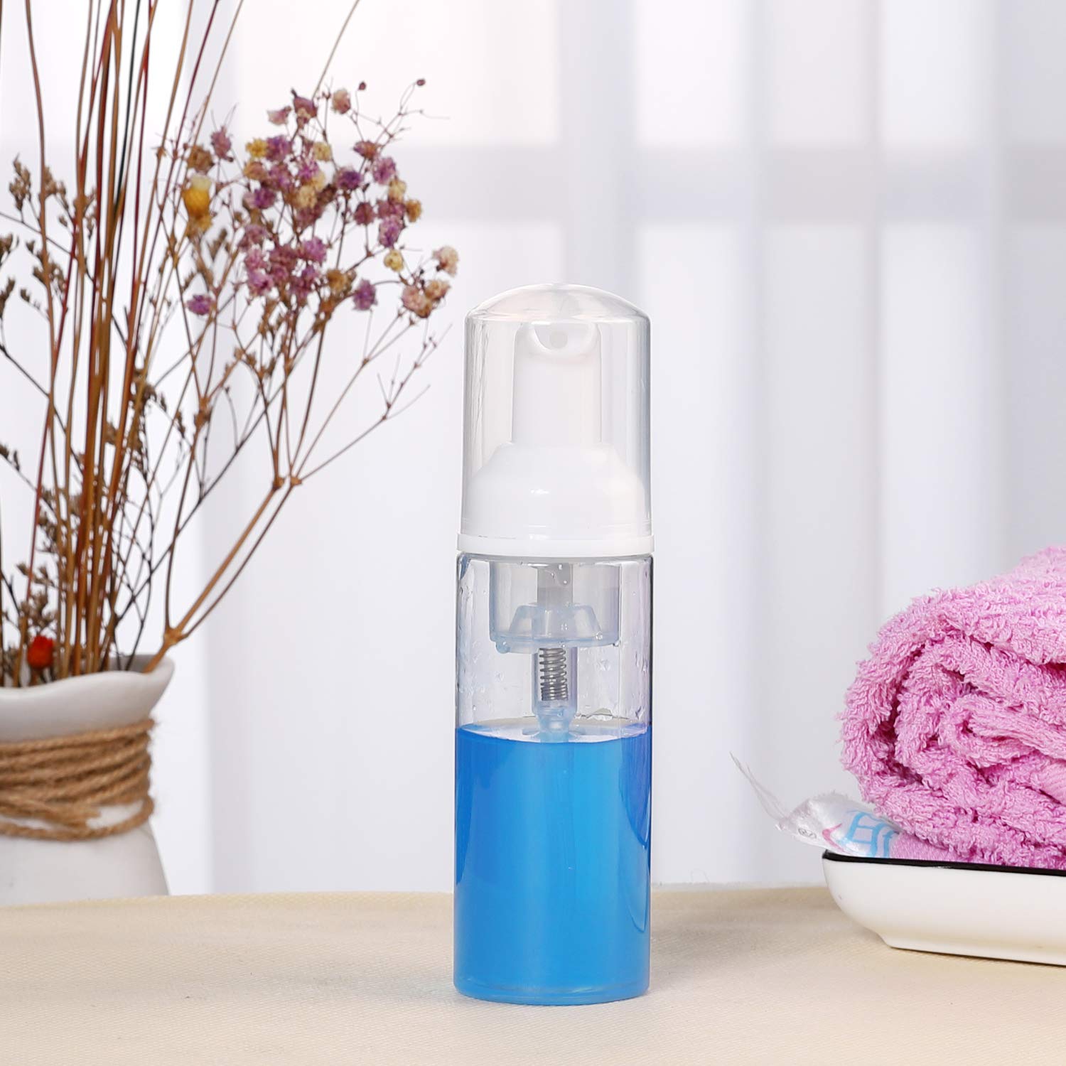10 Pack 50ML/1.7oz Clear Foam Dispenser Bottles Mini Liquid Foaming Bottles Travel Foaming Soap Pump Dispenser Plastic Foamer Bottles for Refillable Travel Hand Soap Foaming Shampoo Castile