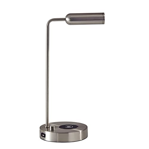 Adesso 3162-22 Kaye LED Desk Lamp Wireless Charging, 7W LED, 5W QI, USB Port, Indoor Lighting Lamps