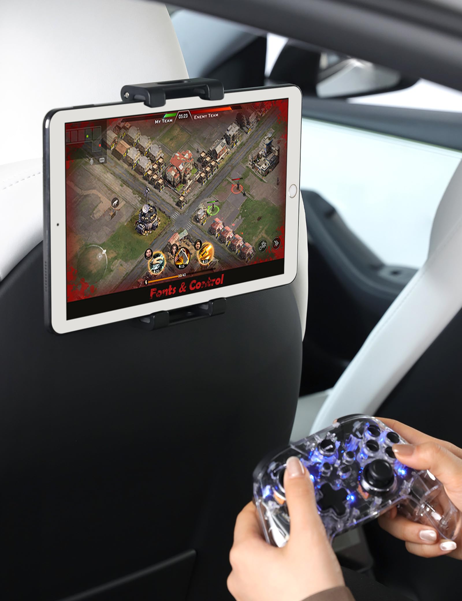 TPARTS Backseat Headrest Tablet Mount Holder for Model 3 Model Y Compatible iPad(Including 12.9" iPad Pro) and Smart Phones Over 4.7" Car Mount Travel Accessory(for M3/Y)