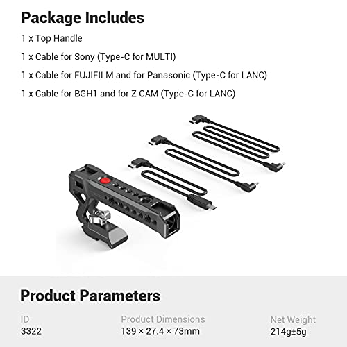 SmallRig NATO Top Handle with Record Start/Stop Remote Trigger for Sony/for Panasonic/for FUJIFILM/for Z CAM Cameras - 3322