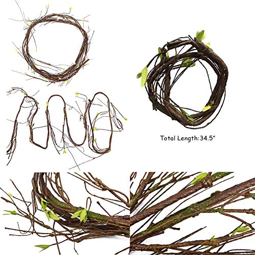 Hamiledyi Bearded Dragon Hammock Reptile Coconut Shell Bendable Jungle Climbing Vine and Leaves with Suction Cup Habitat Decor Accessories for Gecko Snakes Lizards and Chameleon(4Pcs)