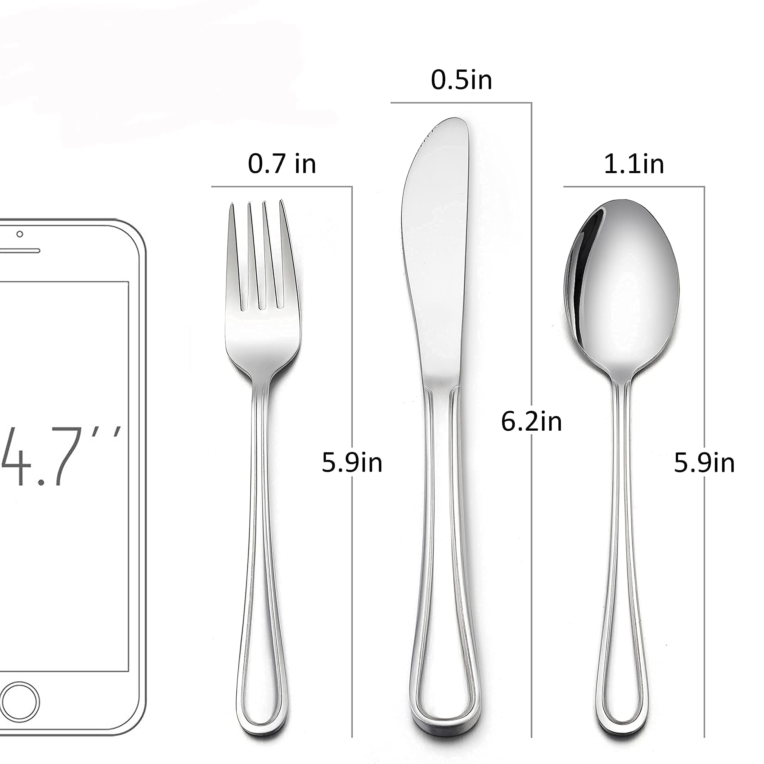 LIANYU 18-Piece Kids Silverware Set, Include 7 Children Spoons, 7 Toddler Forks, 4 Kids Knives, Stainless Steel Toddler Utensils Flatware Set, Mirror Finished, Dishwasher Safe