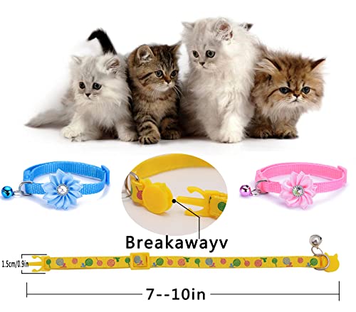 12/16 PCS Cute Cat Collars Breakaway with Bell for Boy Cats and Girl Cats Gifts