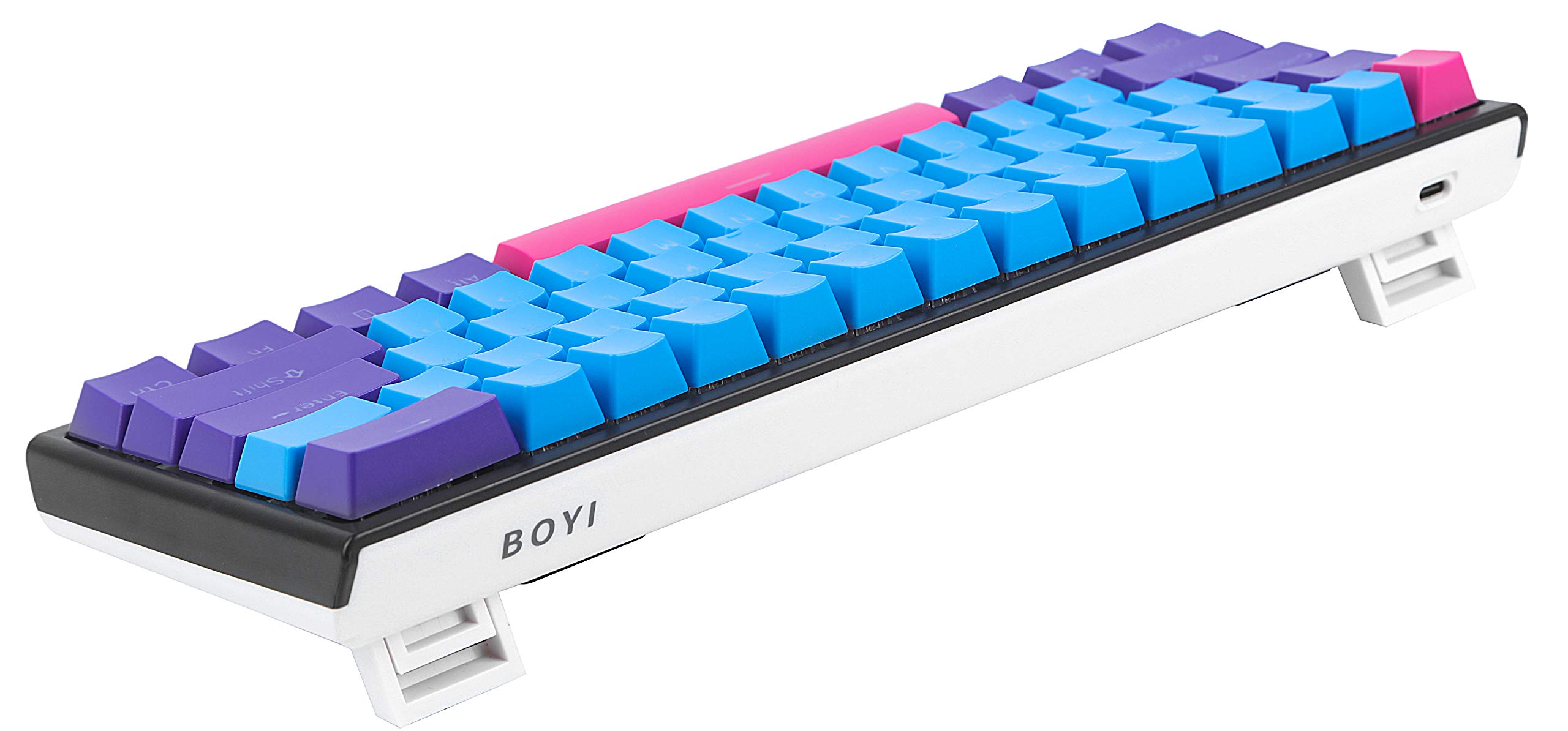 61 Mini Mechanical Keyboard,BOYI Mini RGB PBT Keycap Cherry MX Switch 60% Compact RGB Mechanical Gaming Keyboard (Cherry MX Blue Switch, Deep Blue+Purple)