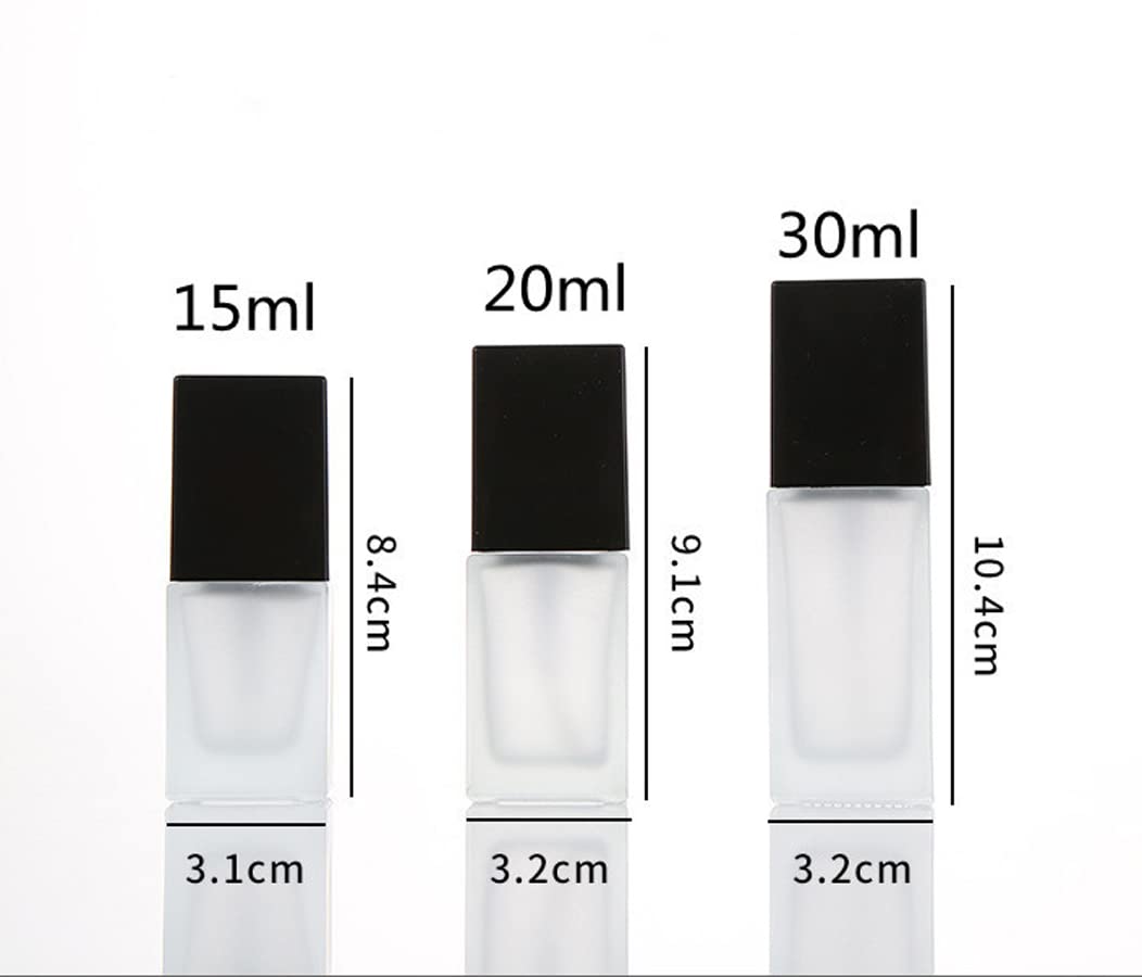 2 PCS 15ML (0.5 oz) Empty Refillable Cream Liquid Foundation Glass Container Pump Bottle Dispenser Storag Bottle for Travel