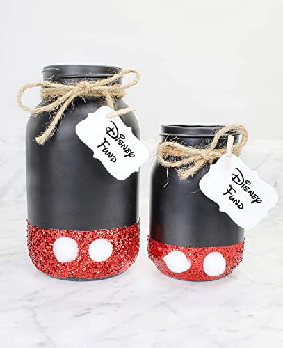 Darware Black Chalkboard Mason Jars (Pint Size, 6-Pack); Black-Coated Blackboard Surface Glass Jars for Arts and Crafts, Gifts, and Rustic Home Decor