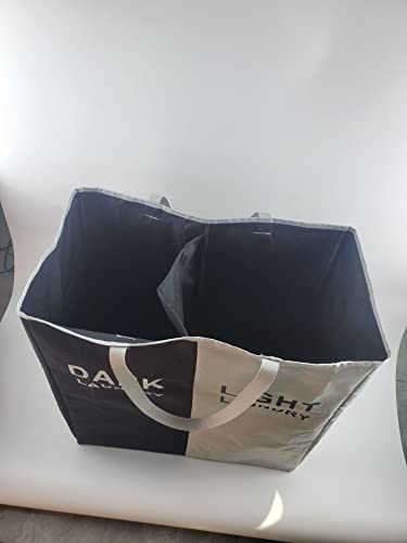 130l Laundry Basket Clothes Hamper Organizer Sorter Foldable Dark & Light Storage Basket Waterproof Durable (26x 16x 24") Washing Dirty Cloth Bag for Bathroom Bedroom Garage (2 Sections)