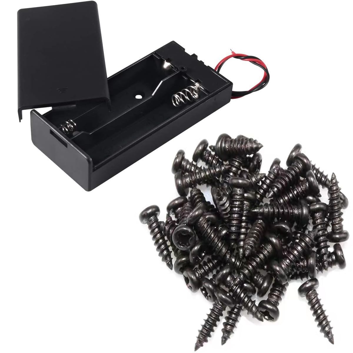 100Pcs 18650 Battery box matching screws PA2.3 * 8mm battery box screws Replacement Kit,AA aaa Battery box matching screws