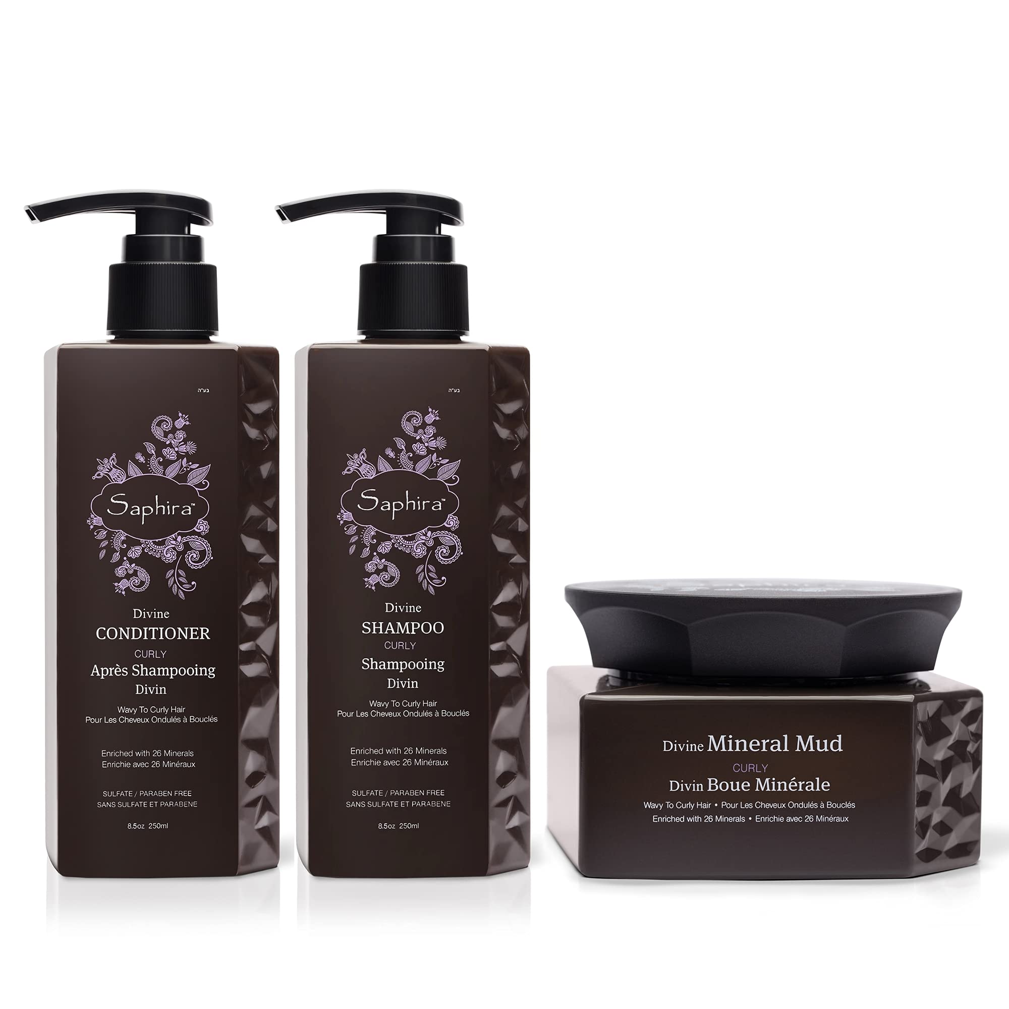 Saphira Divine Hair Regimen Bundle for Curly, Wavy, Textured Hair & Scalp | Repairs, Hydrates & Adds Shine, 8.5 Fl Oz