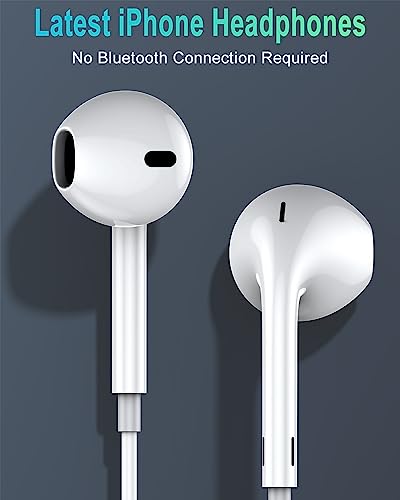 2 Pack iPhone Headphones Wired with Lightning Connector Plug and Play [MFi Certified] Apple Earbuds with Built-in Microphone & Volume Control Earphones for iPhone 14/13/12/SE/11/XR/XS/X/8/7 - All iOS