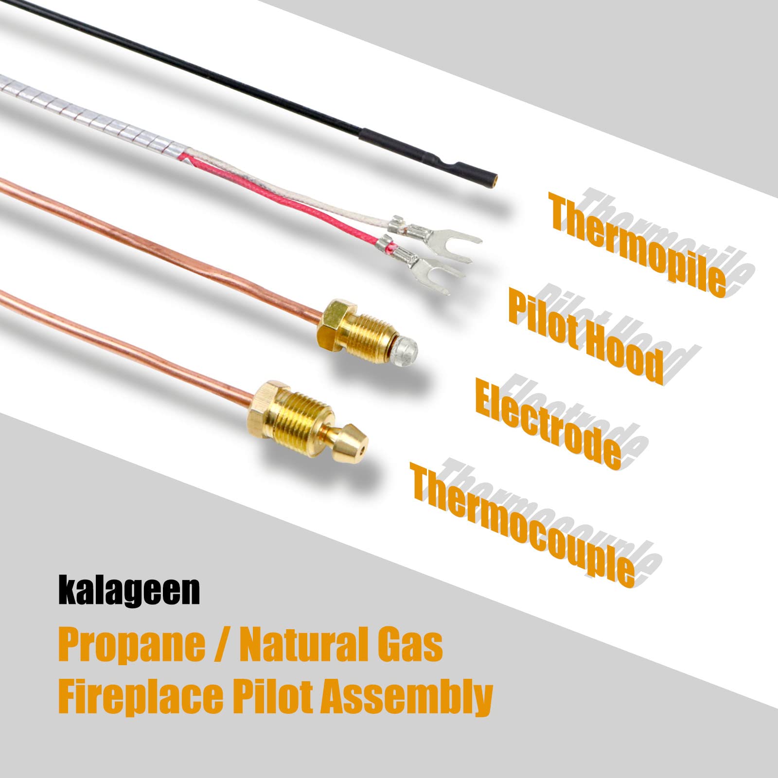 10002264 Propane & Natural Gas Fireplace Pilot Assembly, Include Pilot Tube, Thermocouple, Thermopile, and Ignitor Wire. Used for Fireplaces and Stoves.