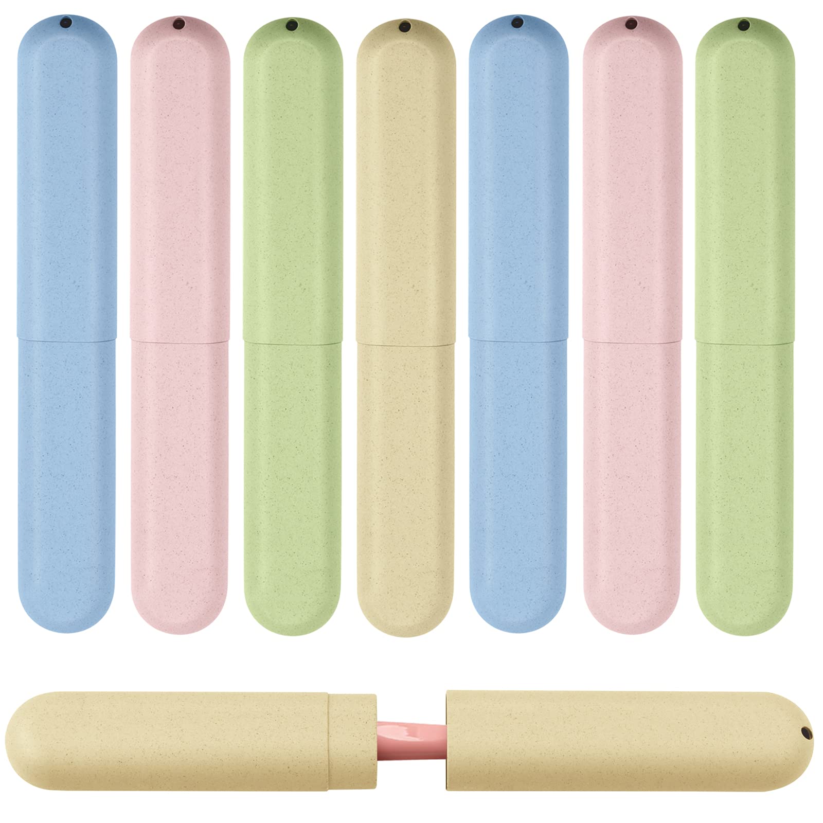 Oomcu Pack of 8 Travel Toothbrush Case, 4 Color Toothbrush Case Holder Portable Breathable Toothbrush Storage for Home, Camping, School, Travel