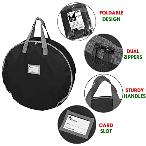 Primode Christmas Wreath Storage Bag 24"- Garland Wreaths Container with Handles - Durable 600D Oxford Polyester Material Holiday Wreaths Storage Holder 24β (Black)