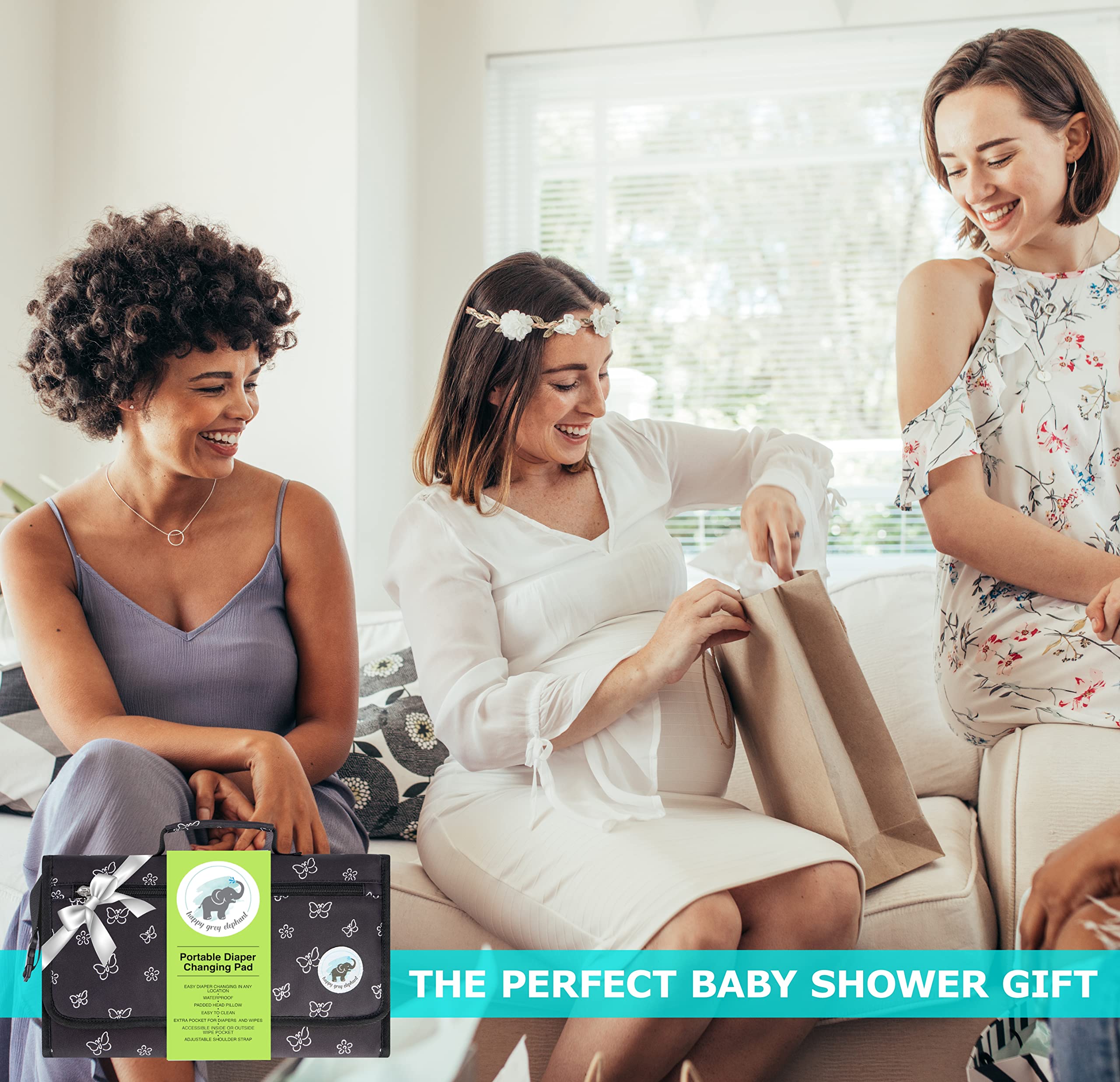 Baby Changing Pad with Shoulder Strap - Diaper Changing Mat with Built in Head Pillow and Large Pockets - Fully Padded Portable Changing Pad Perfect as Travel Diaper Changing Station for Newborns