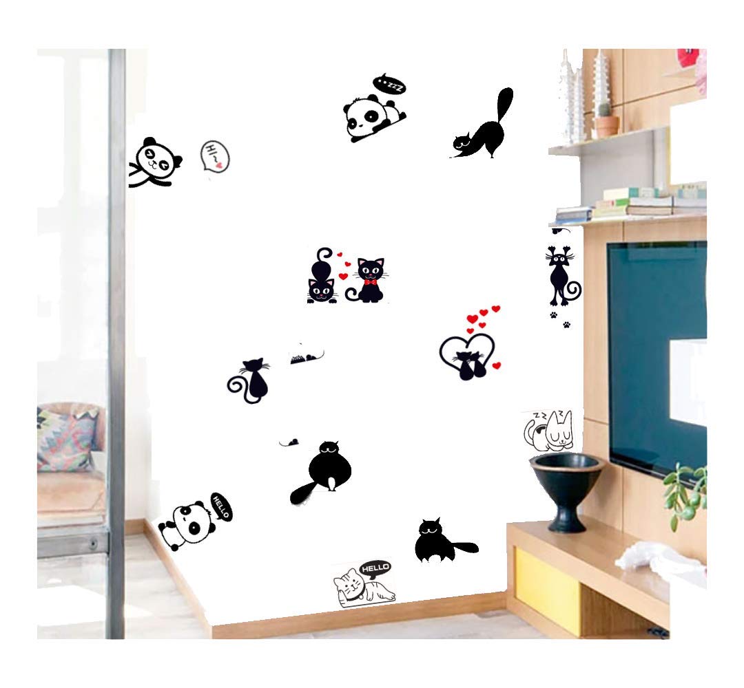 Adam Victor Removable Switch Stickers, Various Lovely Cats, Pandas Different Cartoon Wall Sticker Decor, Family Light Switch Decals DIY Kids Bedroom Car Stickers Office Home Decoration (20 PCS)