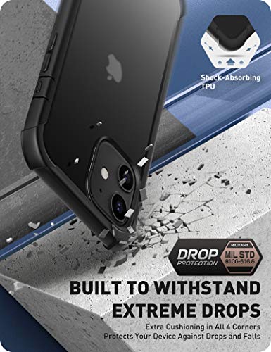 Clayco Forza Series Case for iPhone 12/12 Pro 6.1 inch (2020 Release), Built-in Screen Protector, Dual Layer Rugged Cover with Full-Body Soft TPU Bumper (Black)