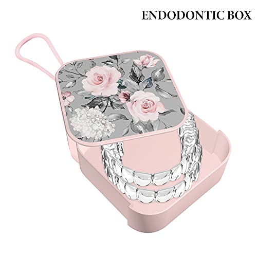 Hennaja Orthodontic Retainer Case,Perfect Denture case,Mouth Guard Case,aligner Case, Pill Case for Household|Office|Travel(1-Grey Rose)