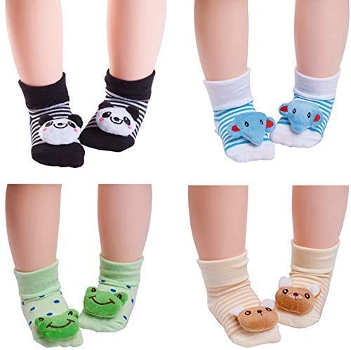 6 Pairs Baby Socks Boys Girls 3D Cartoon Anti-Skid Baby Booties Sock Slippers