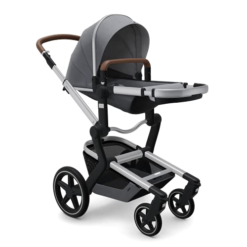 Joolz Day+ Stroller for Babies from Birth to Toddlers 6 Month+ (up to 50lbs) Complete Set: Cot & Seat (incl. Raincover) One-Hand Compact Fold - Reversible Parent Facing Stroller Seat - Gorgeous Grey