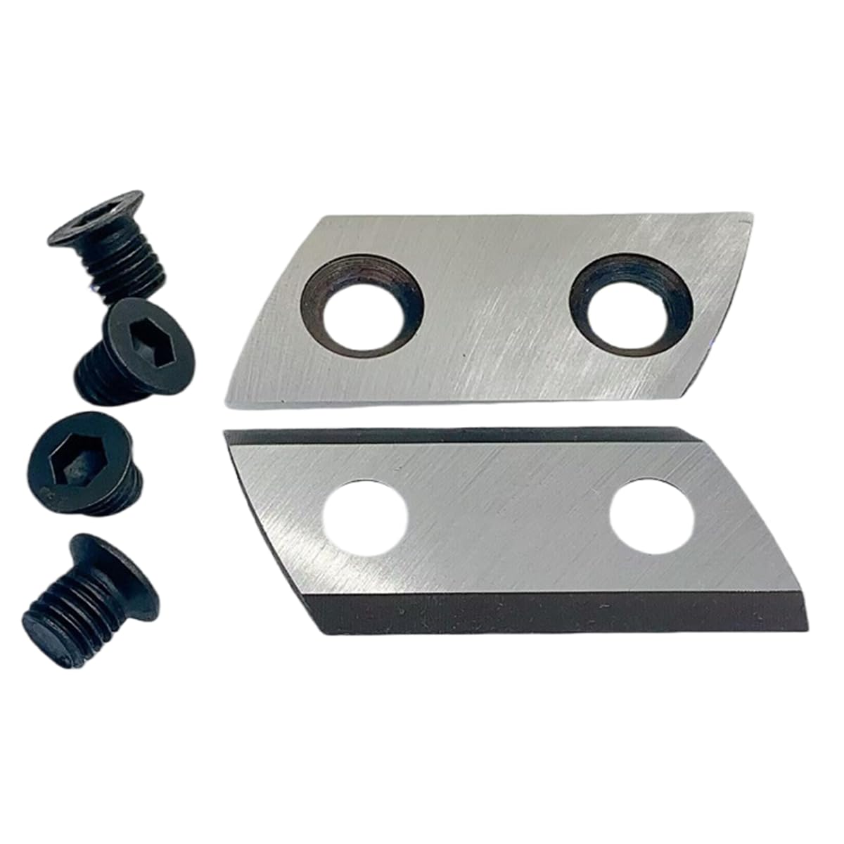 10 Sets Garden Shredder Chipper Blades (20pcs) + Screws (40pcs) Wood Chipper Knives Curved for Wood Chipper Machine Replacement Part Hole Pitch: 34mm