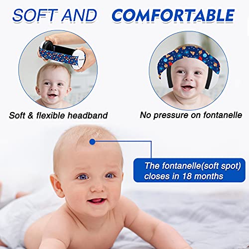 WORCBGIO Infant Ear Protection Headphones with Adjustable Elastic Headband&Comfortable White Muffs Baby Earmuff Helps Sleep Well & Reduce Noise (Planet,White