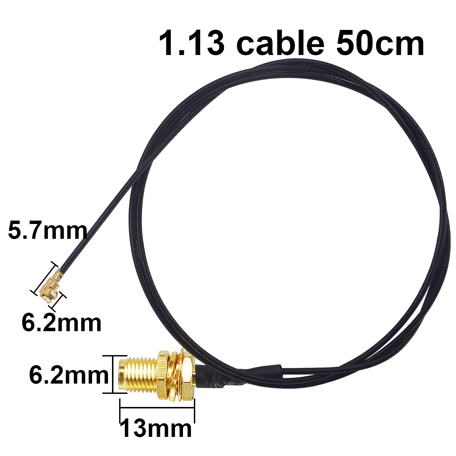 Kaunosta SMA WiFi Antenna Aerial External Omnidirectional Antenna 3db with 50CM IPX1.13 to SMA Female Pigtail Extension Cable for Computer Wireless Network Card Security IP Camera 4PCS