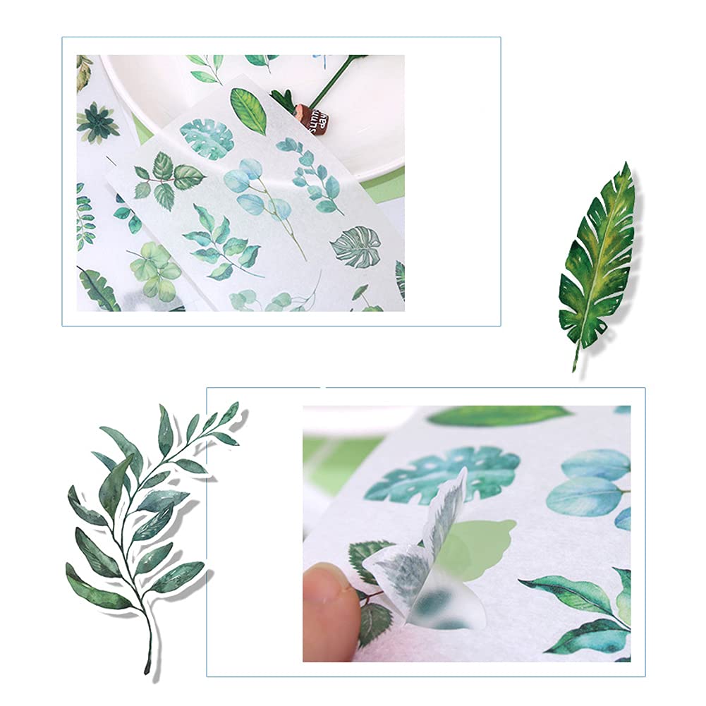 Kawaii Green Plant Flower Sticker Set Nature Theme Stickers Pack for Scrapbooking Journaling DIY Personal Journal Planner Calendar Agenda Letter Diary Envelope Gift Decor Card Making Decal Labels (B)