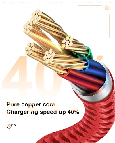 Fashia iPhone Charger Cord 3FT, [MFI Certified] 3Foot USB Lightning Cable,3Feet Fast Charger Nylon Braided USB iPhone Cord for iPhone 13 12 11 Pro X XS Max XR/8 Plus/7 Plus/6/6s Plus-Red