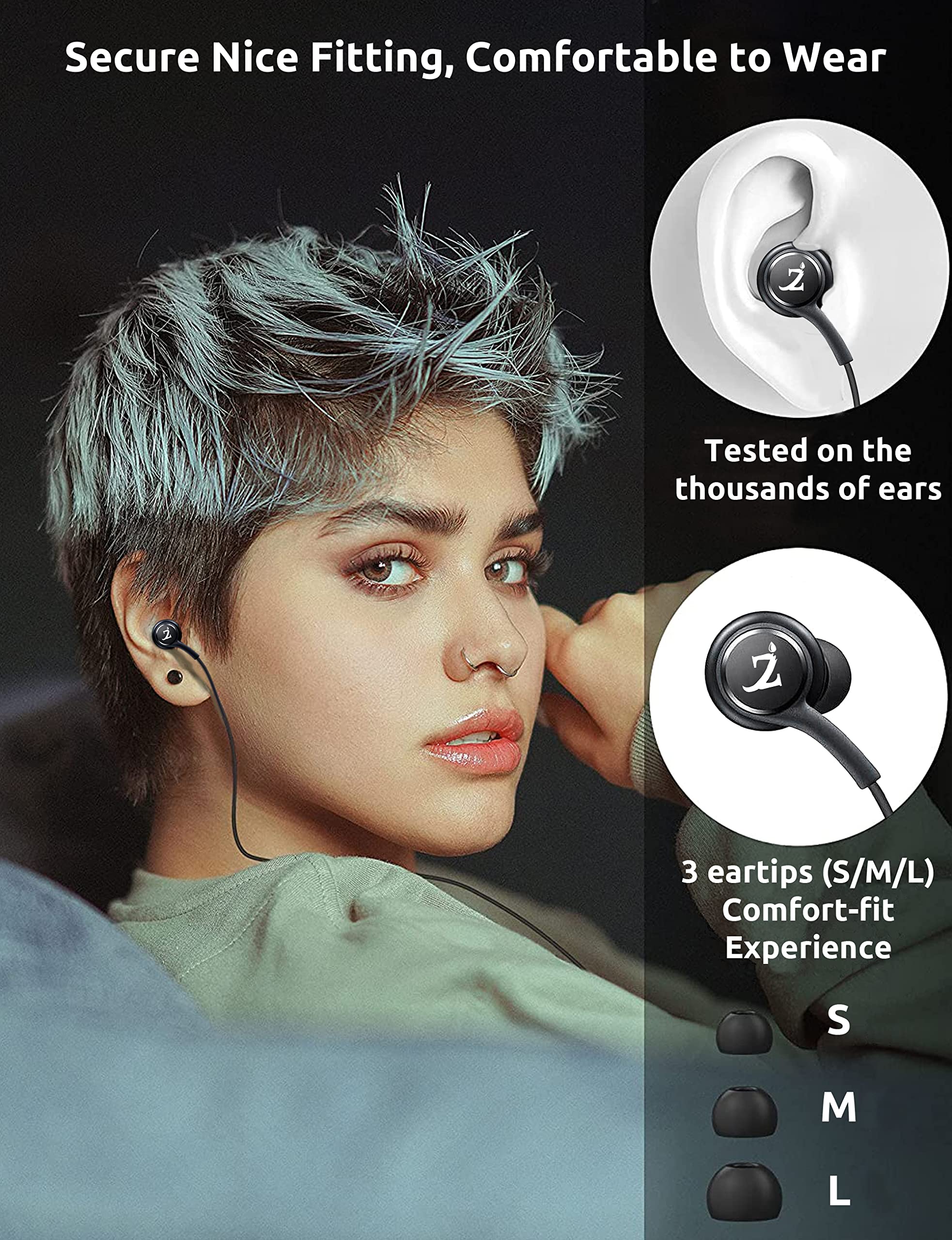 ZAMZAM PRO Stereo Headphones Works for Motorola Moto G Power (2021) with Hands-Free Built-in Microphone Buttons + Crisp Digital Titanium Clear Audio! (3.5mm, 1/8 inch)