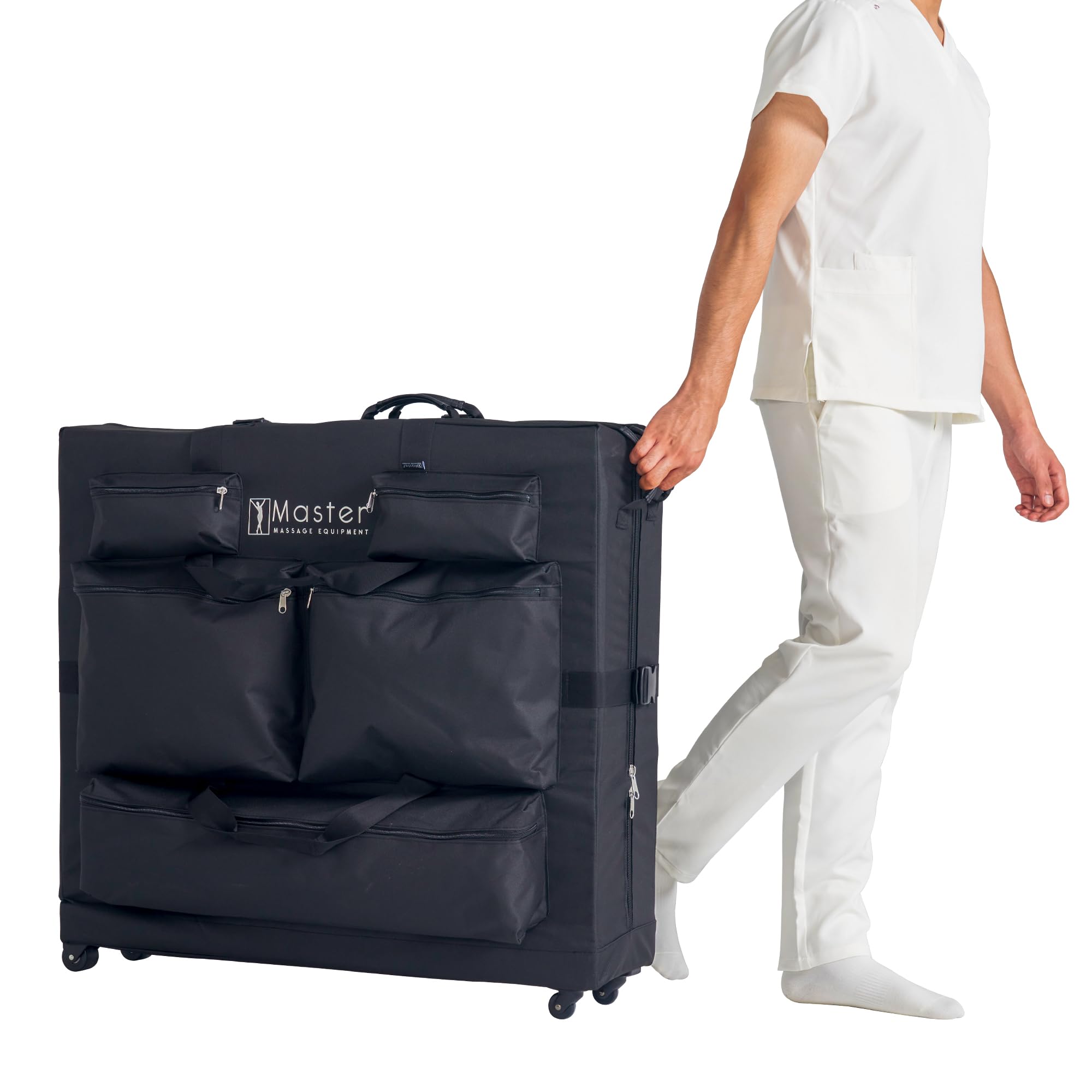 Master Massage Universal Size Wheeled Massage Table Carry Case with Wheels - Carrying Bag for Foldable Massage Bed with Castors-Fits 27โ to 32โ Width Folding Massage Tables - Black.