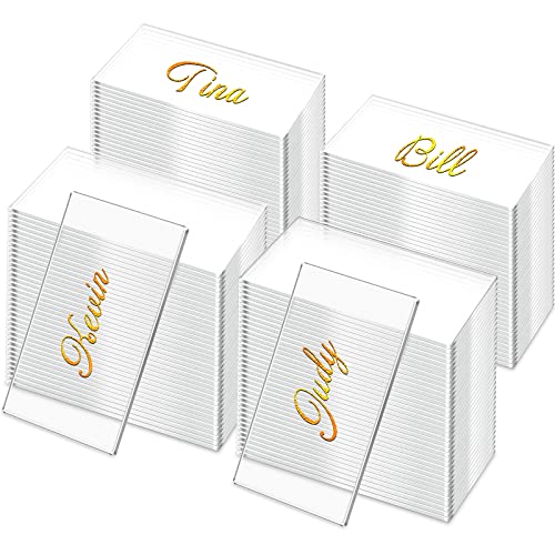 120 Pcs Clear Acrylic Place Cards Acrylic Name Cards Acrylic Table Number Card Blank Acrylic Name Plate Acrylic Seating Chart Cards Sign for Wedding DIY Table Setting Banquet Party (Rectangular Style)