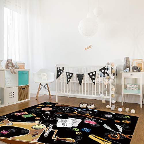 Beauty Decor Rectangle Kitchen Area Rugs 3'x5' Sewing Machine Yarn Scissors Paper Clips Non-Skid Area Carpet for Living Room Comfy Bedroom Home Decorate Floor Carpets Kids Playing Mat.