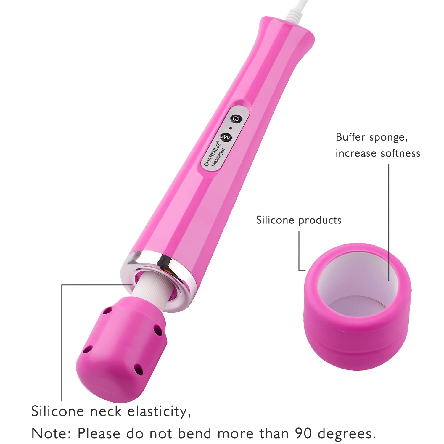 10 Speeds Wired Powerful Handheld Electric Back Massager with Strong Vibrations, Personal Therapy Massager for Sports Recovery, Muscle Aches, Body Pain-Rose red