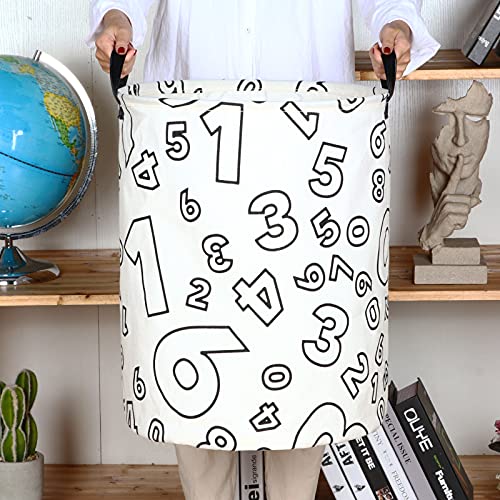 SEVEBDOME Canvas Fabric Storage Baskets with Handle, Foldable, Convenient Home Storage Bin Toy Bins Gift Baskets Bedroom Clothes Children Nursery Hamper (Number)