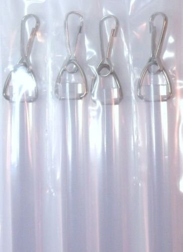 36" Heavy Duty Clear Acrylic Drapery Baton Curtain Wands 1/2" Thick with Stainless Steel Snap Hooks (4-Pack)
